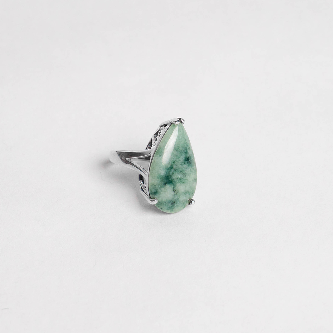 Pear-Shaped Green Jade Statement Ring – Jade Maya